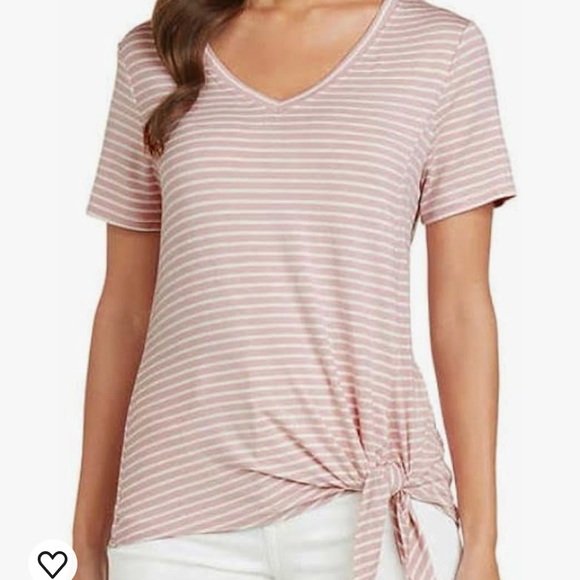 Matty M | Tops | Matty M Women S V Neck Side Tie T Shirt Pink Striped ...